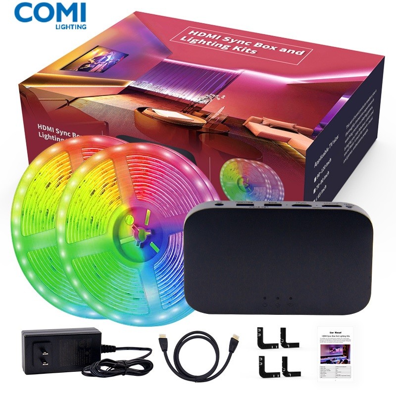 HDMI Sync Box Ambient Light Kits Synchronous Control For TV Game