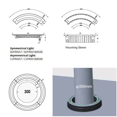Recessed IP67 LED Inground Lights Curved Shaped 24VDC 220V 12W 18W For ...